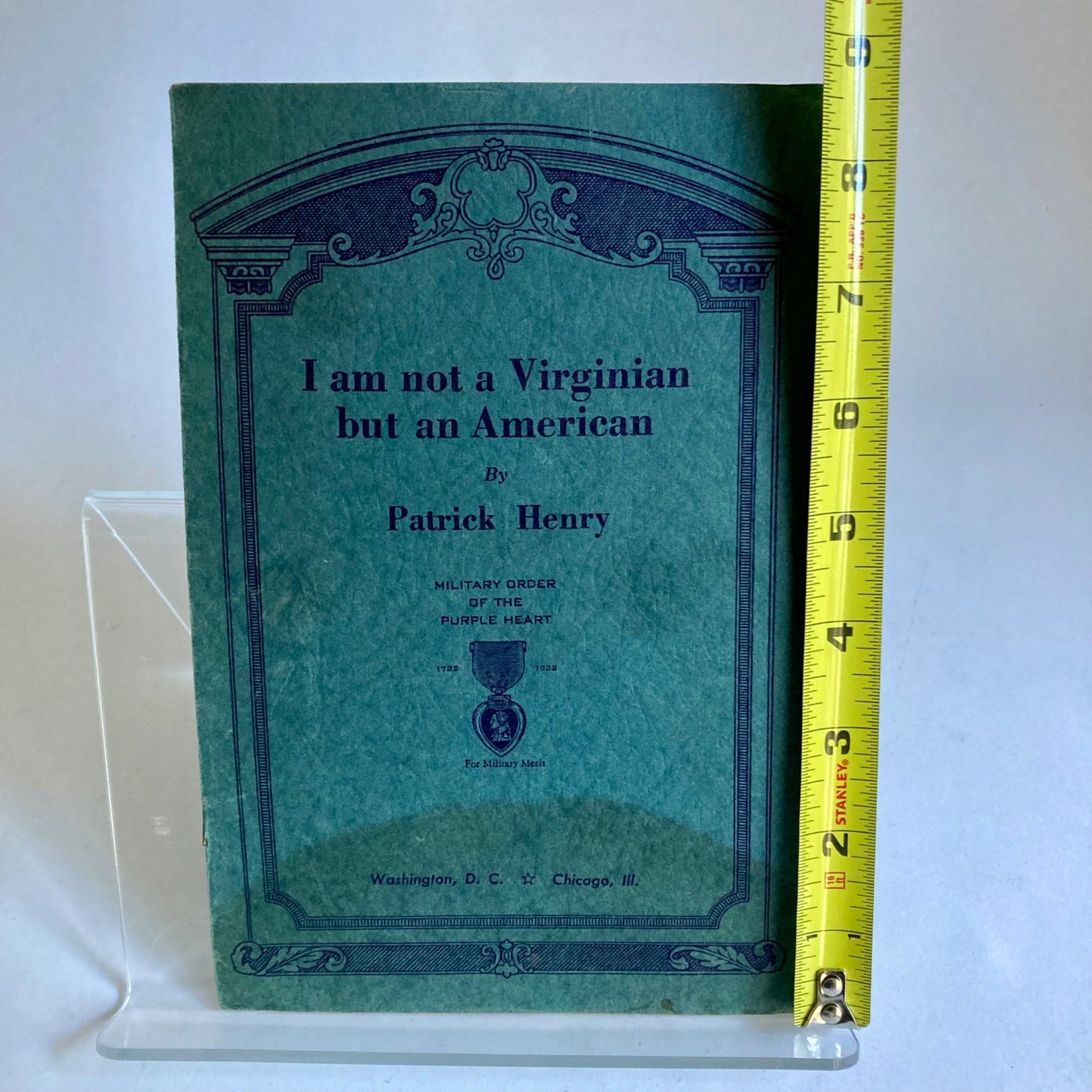 Vintage 1932 I am not a Virginian but an American by Patrick Henry Pur ...