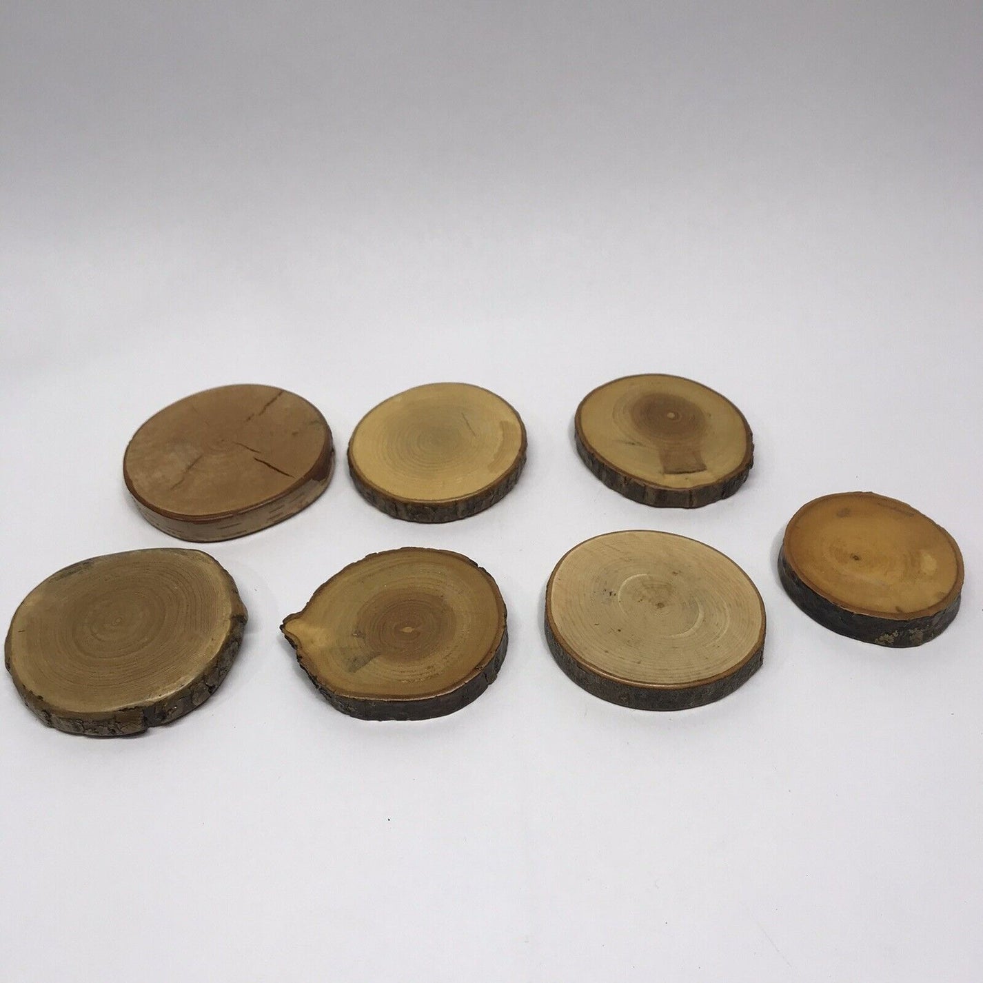 Vintage Wood Slab Drink Coasters Lot Of 7 Rustic Decor – Sunrise Pickers